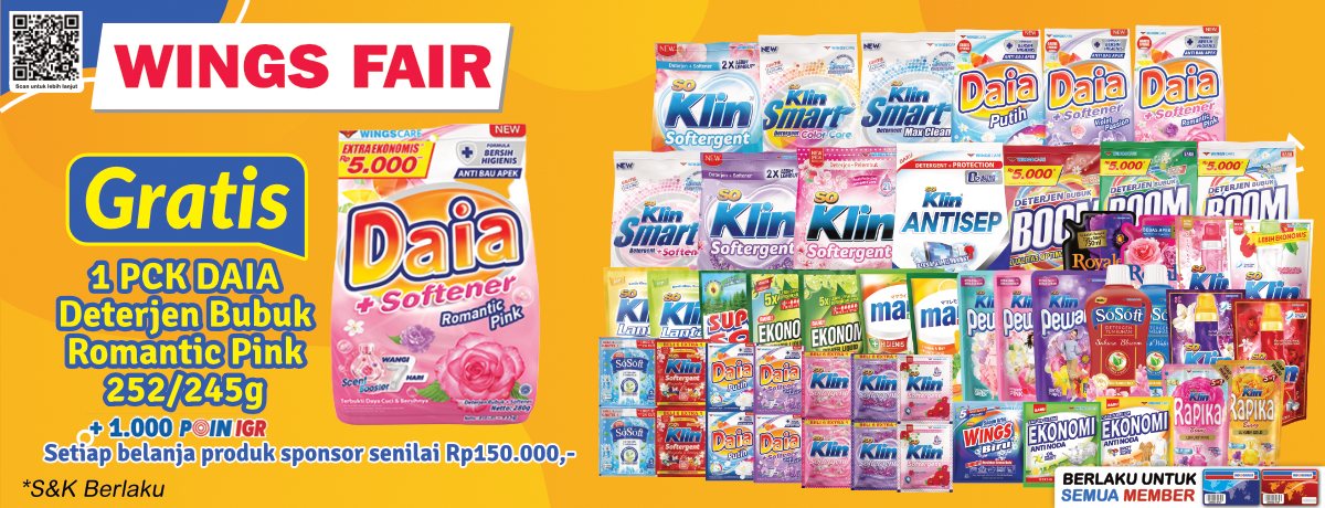Khusus Untuk Anda WINGS HOME CARE "Gratis 1Bag Item Daia Bubuk Romantic Pink Plus 1.000 Poin IGR ...